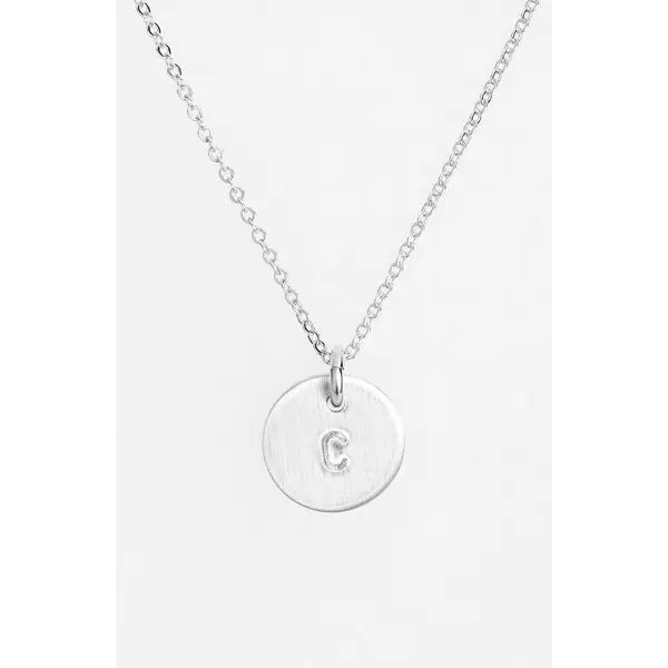 NASHELLE Sterling Silver Initial Mini Disc Necklace - Sterling Silver C