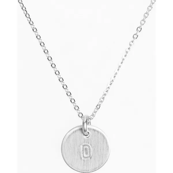 NASHELLE Sterling Silver Initial Mini Disc Necklace - Sterling Silver D