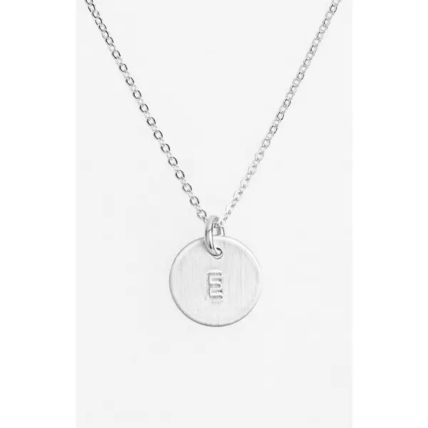 NASHELLE Sterling Silver Initial Mini Disc Necklace - Sterling Silver E