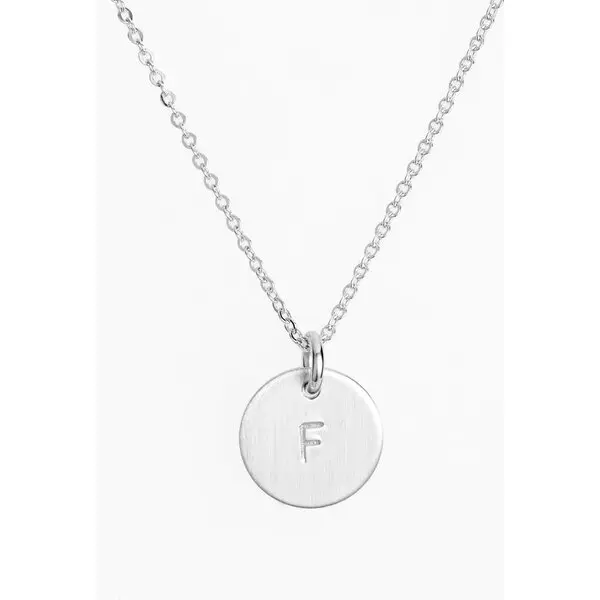 NASHELLE Sterling Silver Initial Mini Disc Necklace - Sterling Silver F
