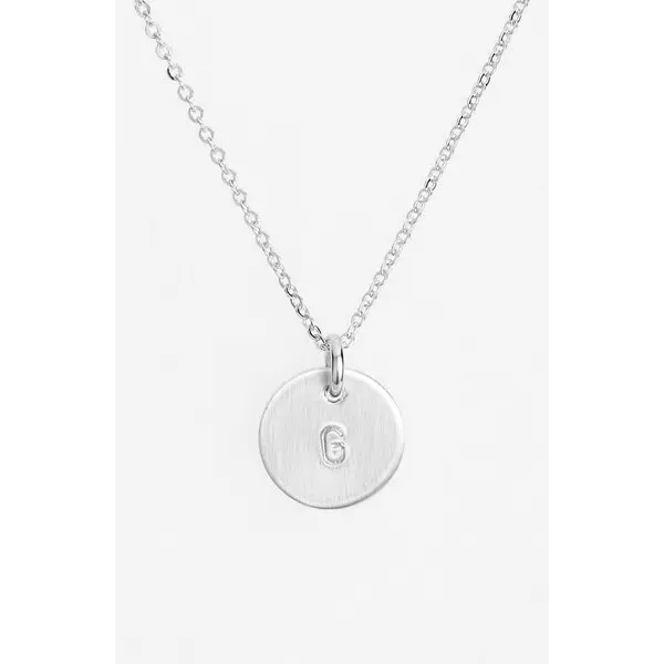 NASHELLE Sterling Silver Initial Mini Disc Necklace - Sterling Silver G