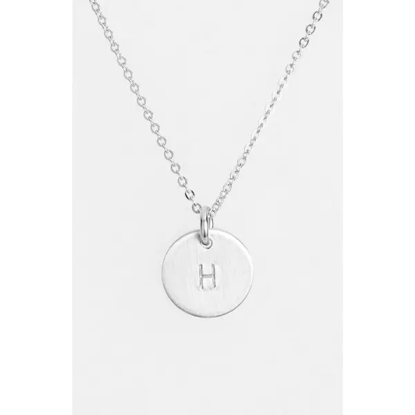 NASHELLE Sterling Silver Initial Mini Disc Necklace - Sterling Silver H