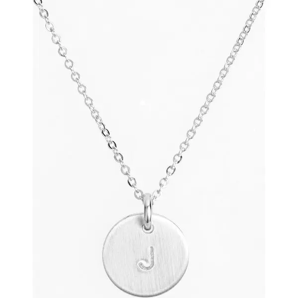 NASHELLE Sterling Silver Initial Mini Disc Necklace - Sterling Silver J
