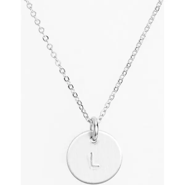 NASHELLE Sterling Silver Initial Mini Disc Necklace - Sterling Silver L