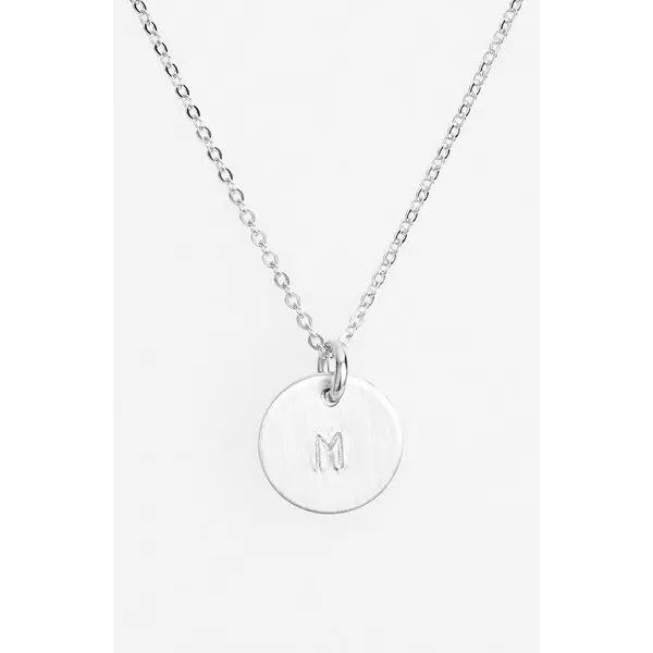 NASHELLE Sterling Silver Initial Mini Disc Necklace - Sterling Silver M