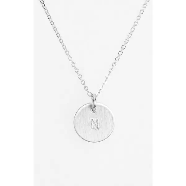 NASHELLE Sterling Silver Initial Mini Disc Necklace - Sterling Silver N