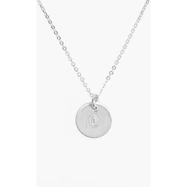 NASHELLE Sterling Silver Initial Mini Disc Necklace - Sterling Silver O