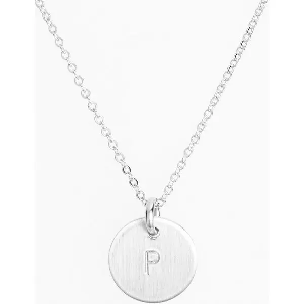 NASHELLE Sterling Silver Initial Mini Disc Necklace - Sterling Silver P