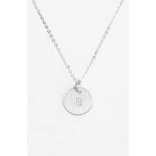 NASHELLE Sterling Silver Initial Mini Disc Necklace - Sterling Silver Q