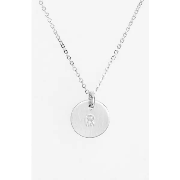 NASHELLE Sterling Silver Initial Mini Disc Necklace - Sterling Silver R