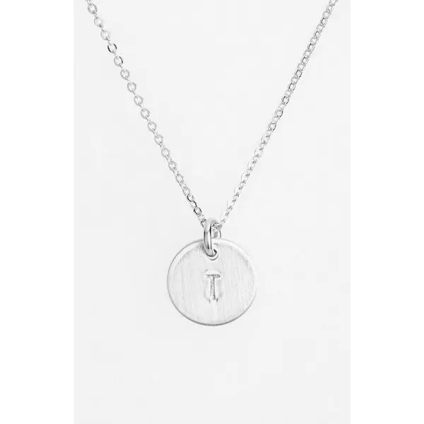 NASHELLE Sterling Silver Initial Mini Disc Necklace - Sterling Silver T