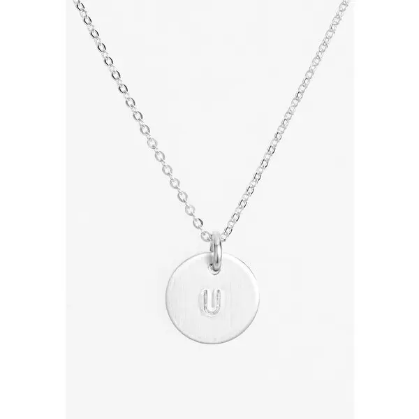 NASHELLE Sterling Silver Initial Mini Disc Necklace - Sterling Silver U