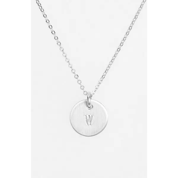 NASHELLE Sterling Silver Initial Mini Disc Necklace - Sterling Silver W
