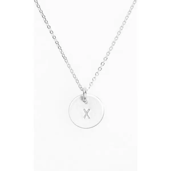 NASHELLE Sterling Silver Initial Mini Disc Necklace - Sterling Silver X