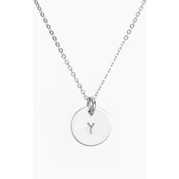NASHELLE Sterling Silver Initial Mini Disc Necklace - Sterling Silver Y