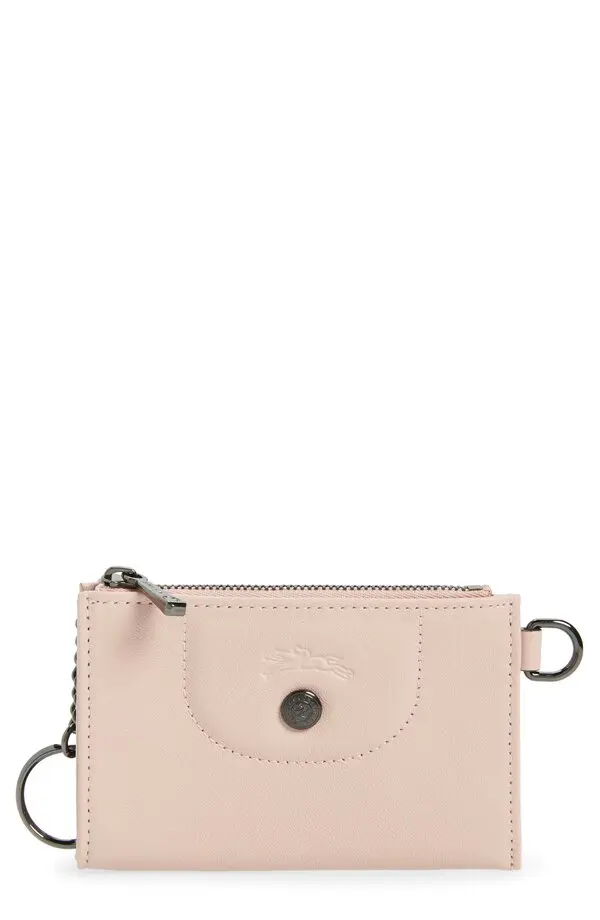 Longchamp Le Pliage Cuir Coin Purse With Key Ringpink