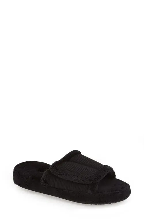 Acorn Waffle Spa Slide Slipper - Black