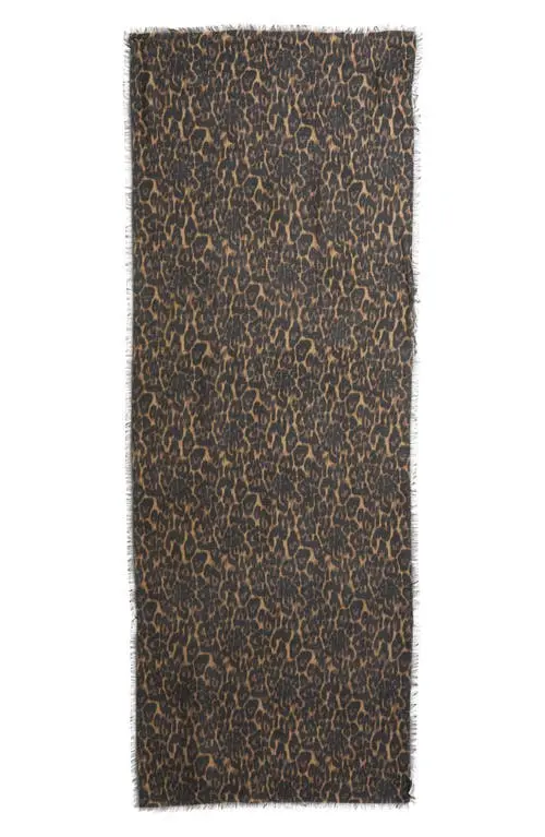 Nordstrom Eyelash Trim Print Cashmere & Silk Wrap - Black Brushed Leopard