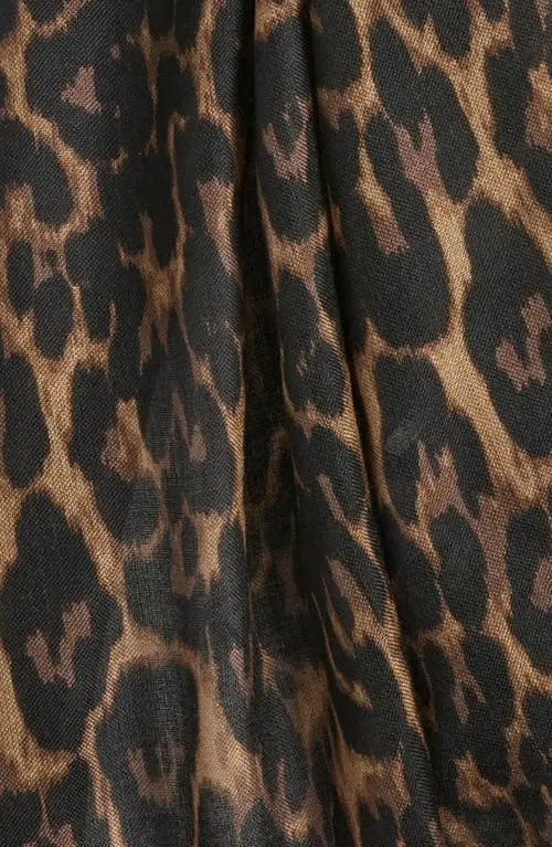 Nordstrom Eyelash Trim Print Cashmere & Silk Wrap - Black Brushed Leopard