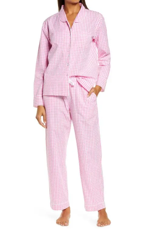 SANT AND ABEL Long Sleeve Gingham Print Pajamas - Gingham Pink