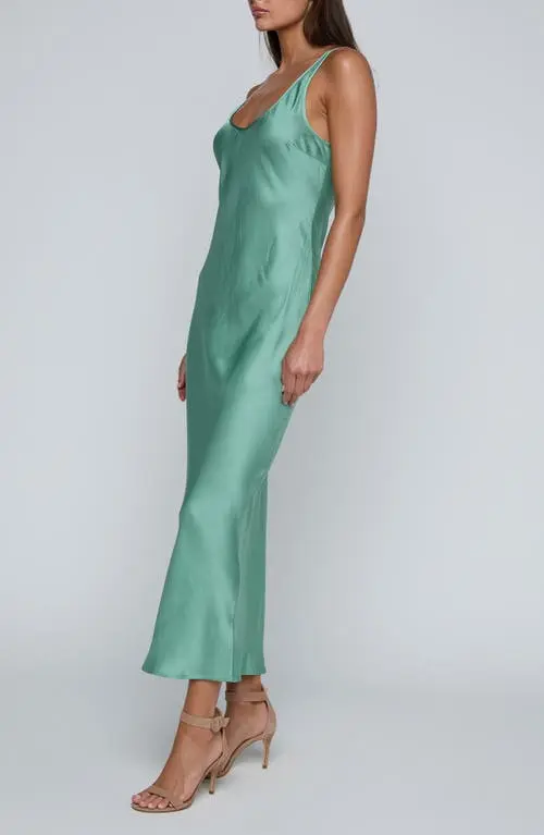L'Agence Akiya Satin Tank Maxi Dress - Malachite Green