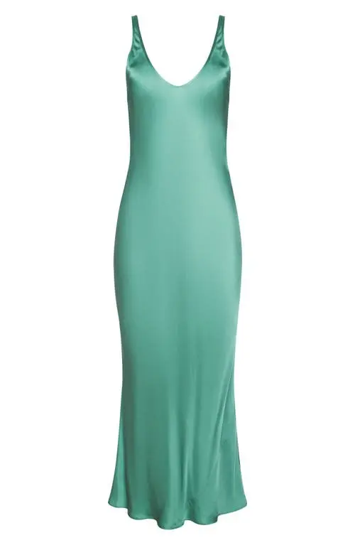 L'Agence Akiya Satin Tank Maxi Dress - Malachite Green