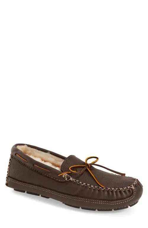 Minnetonka Genuine Shearling Leather Slipper - Chocolate