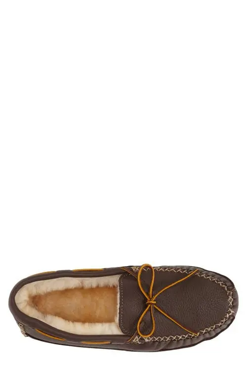 Minnetonka Genuine Shearling Leather Slipper - Chocolate