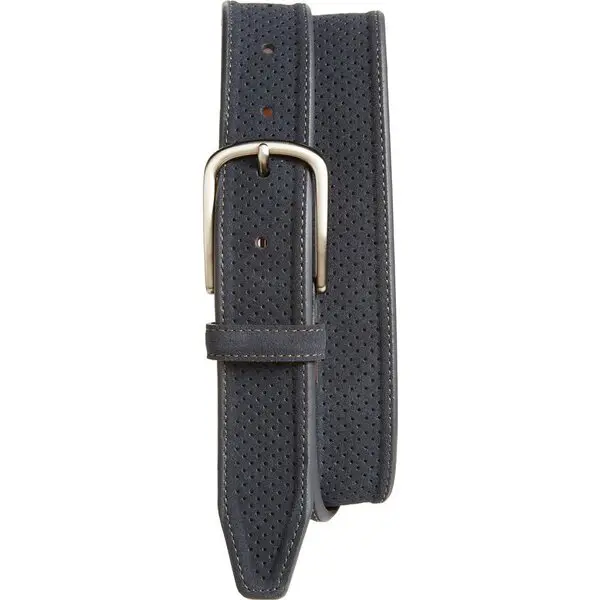 Johnston & Murphy Perforated Suede Belt - Navy