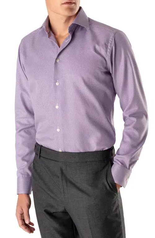 Eton Slim Fit Houndstooth Cotton Dress Shirt - Purple