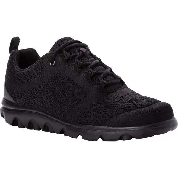 PROPET Travelactiv Knit Lace-up Sneakers - All Black Fabric