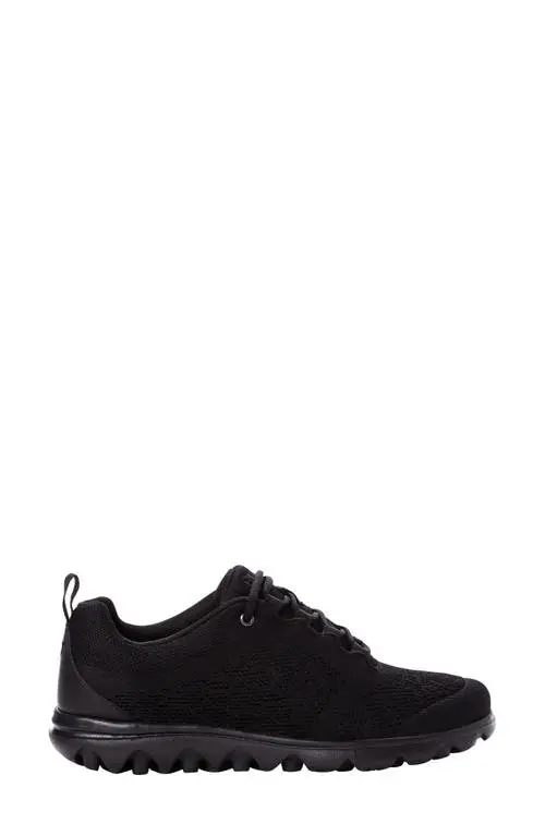 PROPET Travelactiv Knit Lace-up Sneakers - All Black Fabric