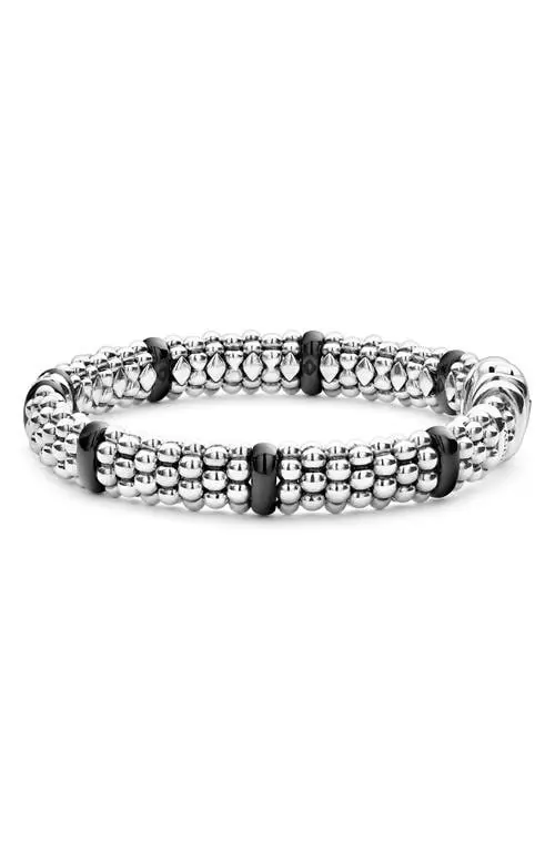 Lagos Caviar Diamond Link Bracelet - Black