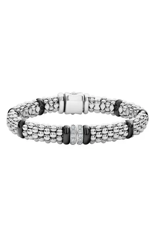 Lagos Black Caviar Diamond 2-link Bracelet - Silver/black Ceramic/diamond