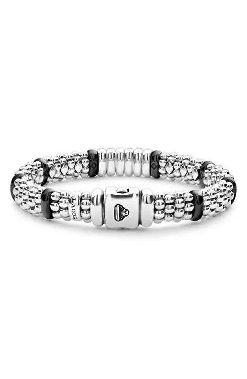 Lagos Black Caviar Diamond Link Bracelet