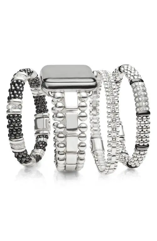 Lagos Black Caviar Diamond Link Bracelet