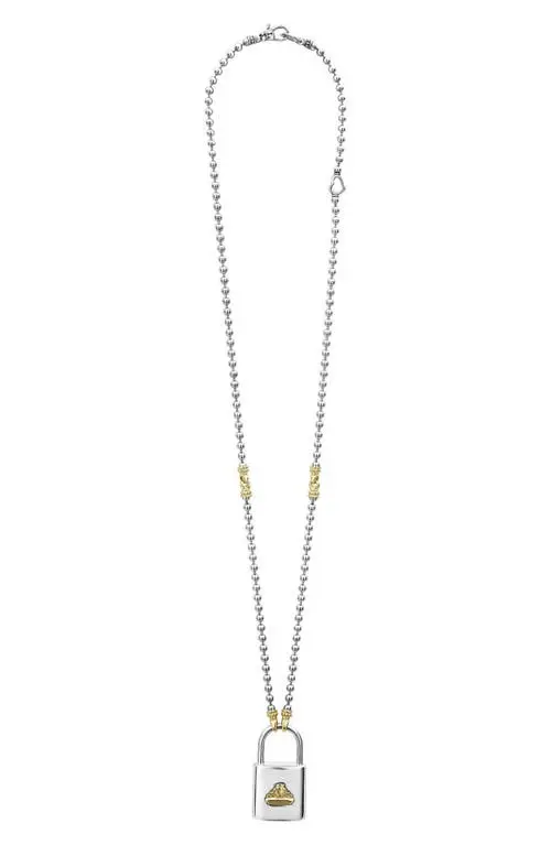 Lagos Beloved Large Lock Two-tone Pendant Necklace