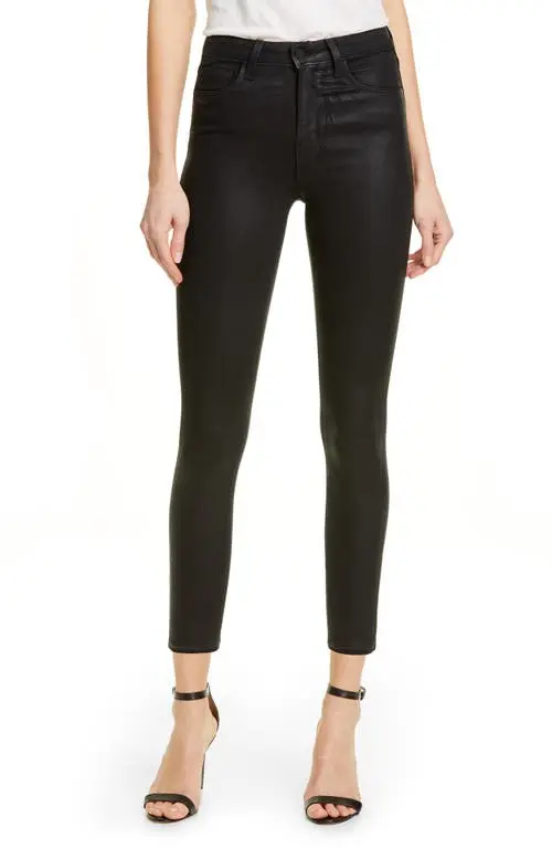 L'Agence Coated High Waist Skinny Jeans - Black Coated