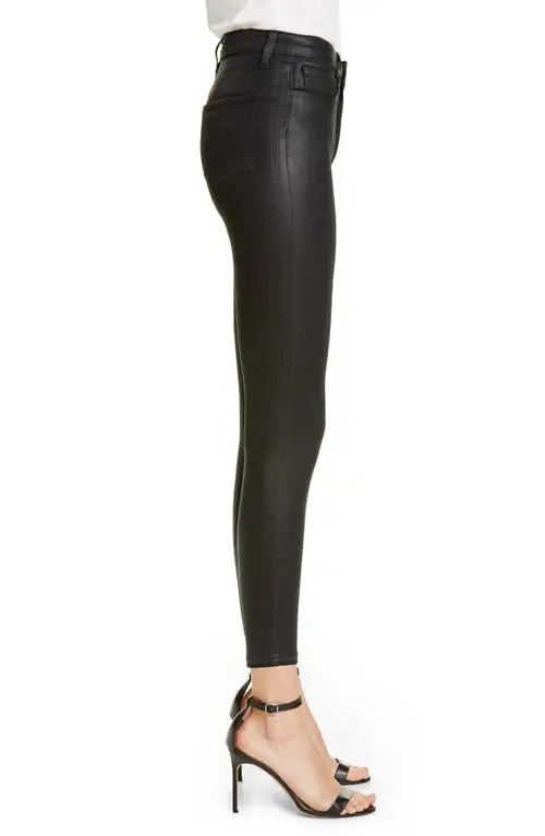 L'Agence Coated High Waist Skinny Jeans - Black Coated