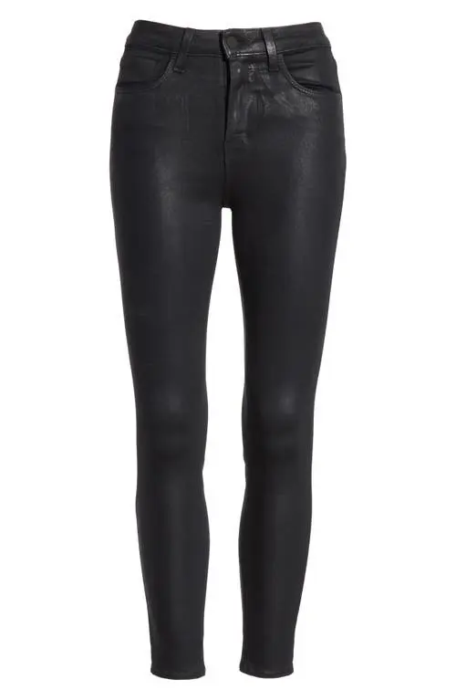 L'Agence Coated High Waist Skinny Jeans - Black Coated