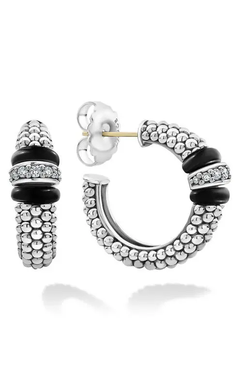 Lagos Caviar Diamond Hoop Earrings