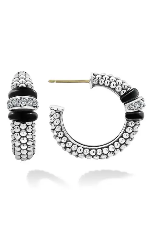 Lagos Caviar Diamond Hoop Earrings