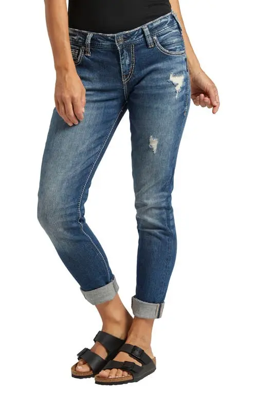 SILVER JEANS CO. Girlfriend Distressed Jeans