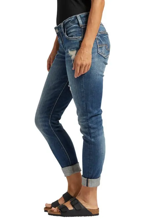 SILVER JEANS CO. Girlfriend Distressed Jeans