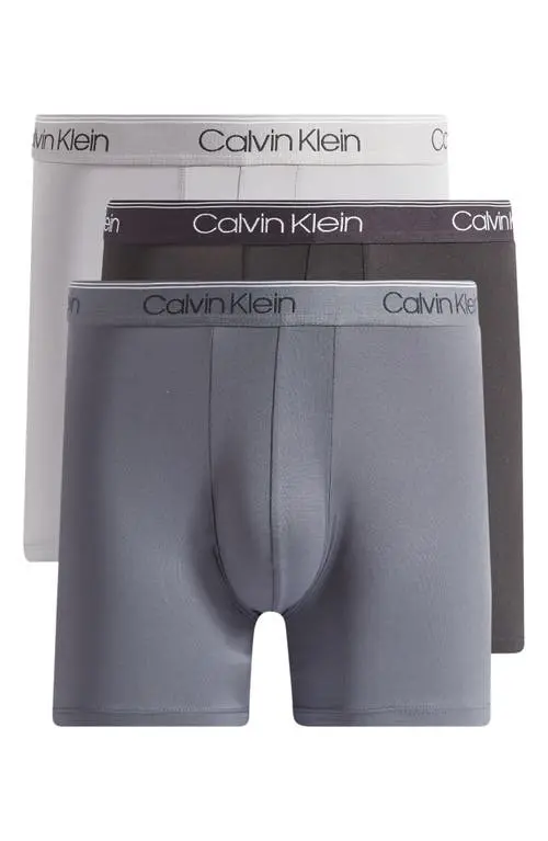 Calvin Klein 3-pack Low Rise Microfiber Stretch Boxer Briefs - Black/griff
