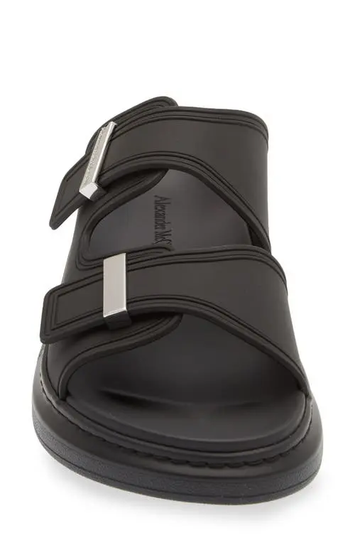 Alexander McQueen Oversize Slide Sandal - Black/ Silver