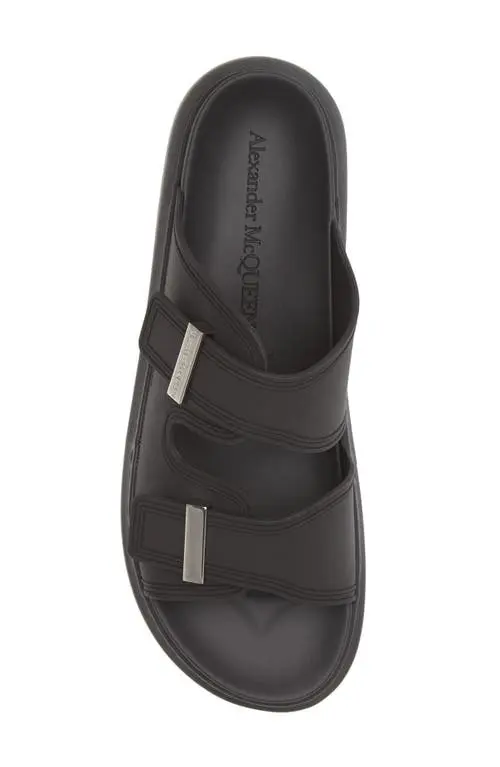 Alexander McQueen Oversize Slide Sandal - Black/ Silver