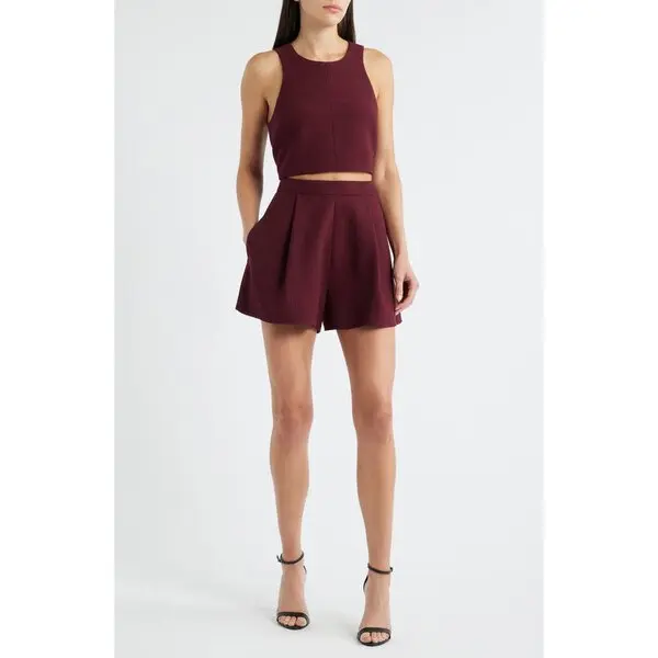 Black Halo Sanibel Crop Top & High Waist Shorts Set - Heroine