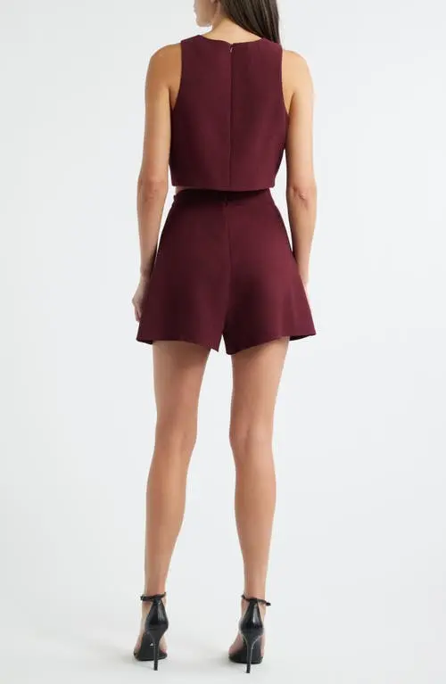 Black Halo Cropped Top And Pleated High Waist Shorts Set