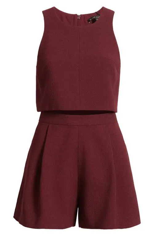 Black Halo Cropped Top And Pleated High Waist Shorts Set